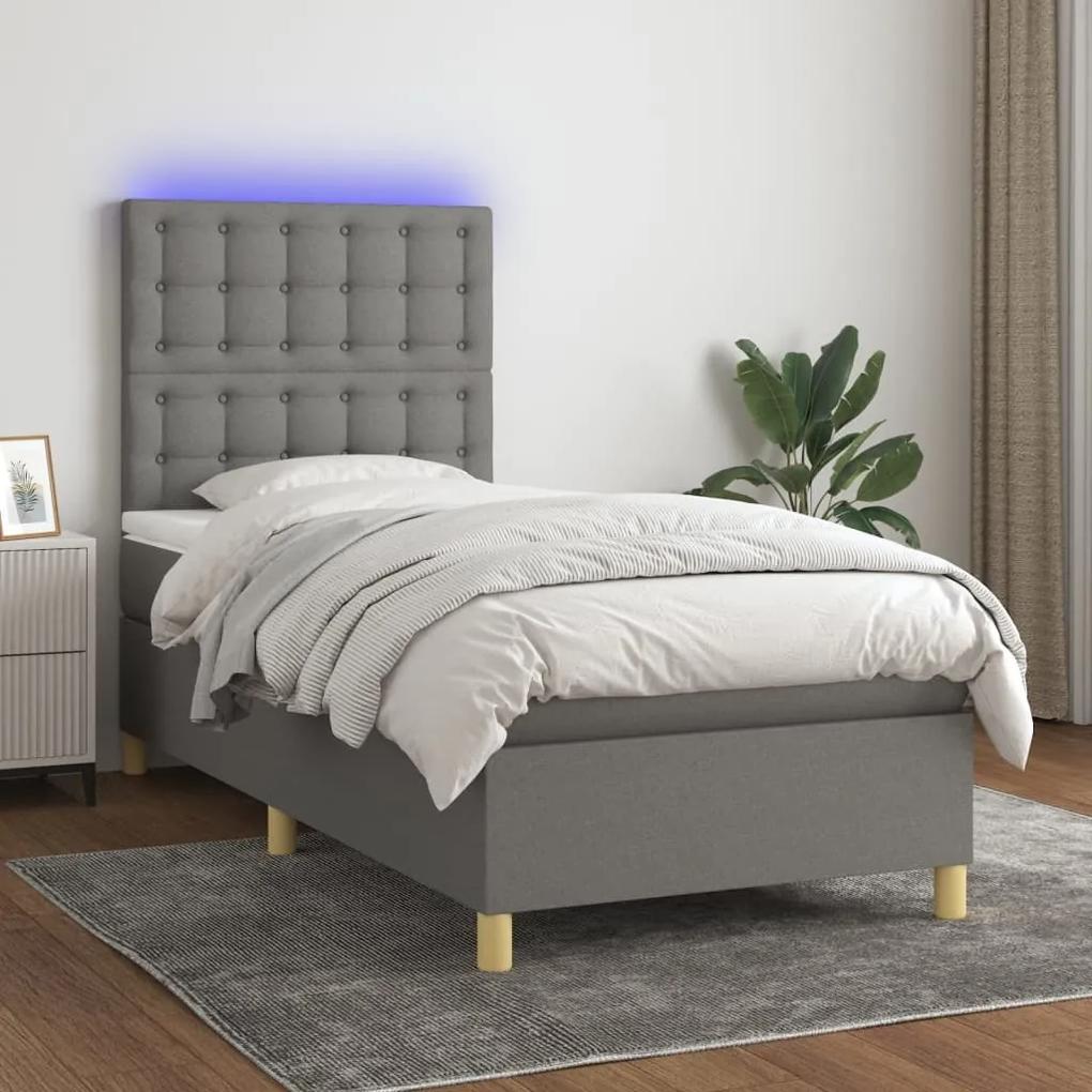 vidaXL Box spring postel s matrací a LED 80 x 200 cm textil [3135715] Barva: světle šedá