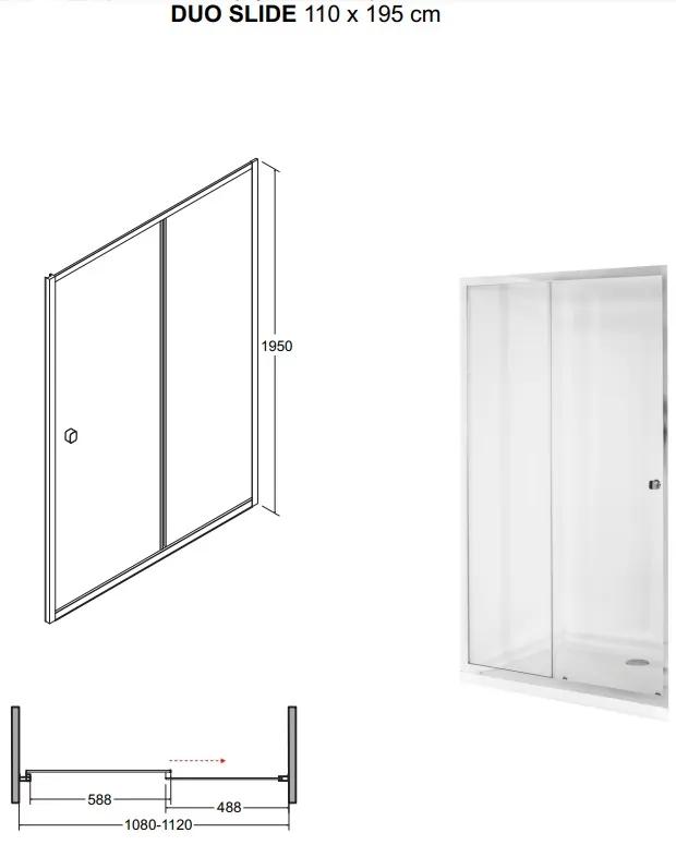 Besco Duo Slide sprchové dveře, black Rozměr sprch.dveří: 110cm