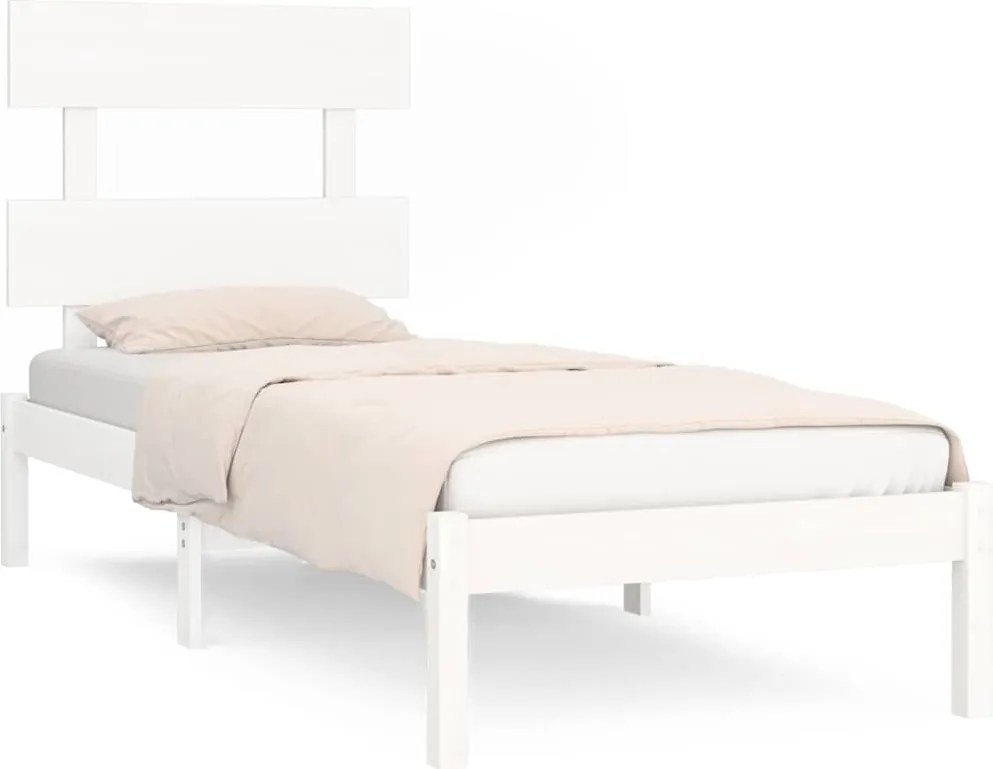 Rám postele bílý masivní dřevo 90 x 190 cm jednolůžko 3104639