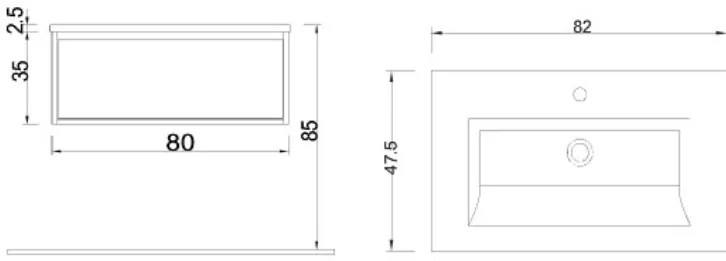 BOCCHI Milano - Skříňka pod umyvadlo, 820x475 mm, antracitová