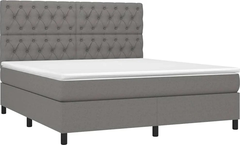 Box spring postel s matrací a LED tmavě šedá 160x200 cm textil 3135126