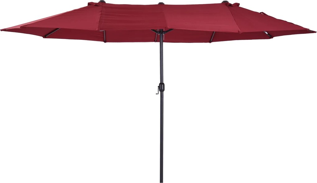 Dvojitý slunečník Outsunny 455 x 265 cm, sluneční clona s UV ochranou a kličkou, balkonový slunečník, plážový slunečník, větruodolný slunečník pro plá