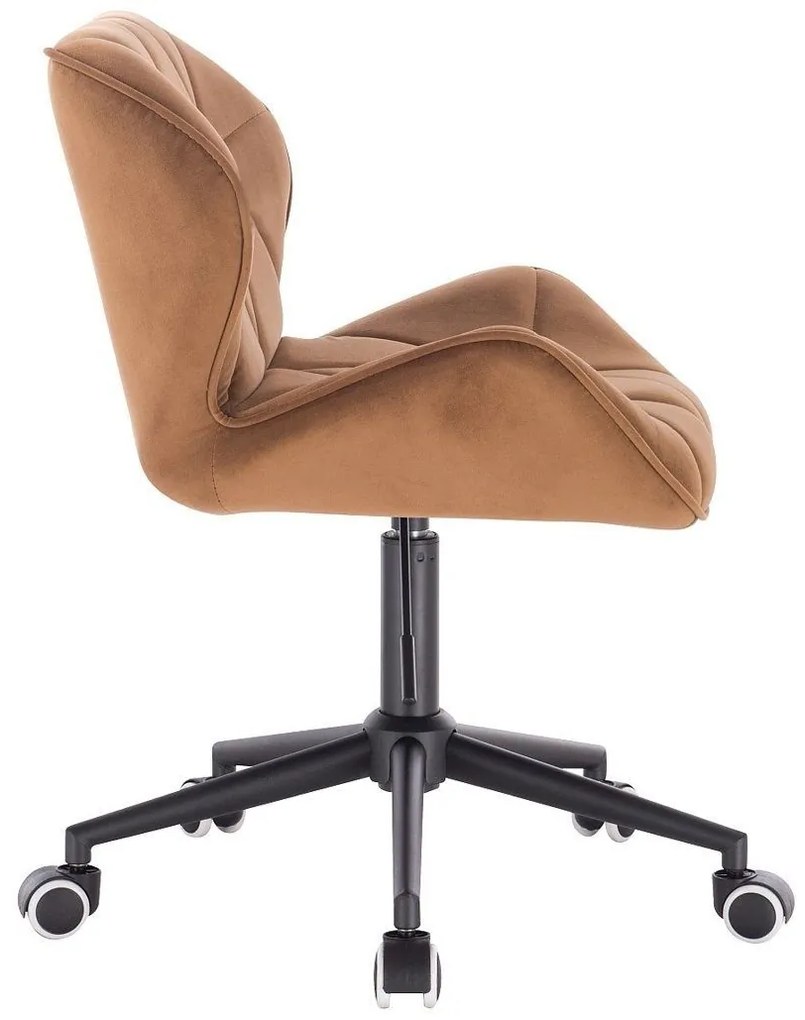 LuxuryForm DESIGN Otočná židle MILANO VELUR na černé podstavě s kolečky - medová
