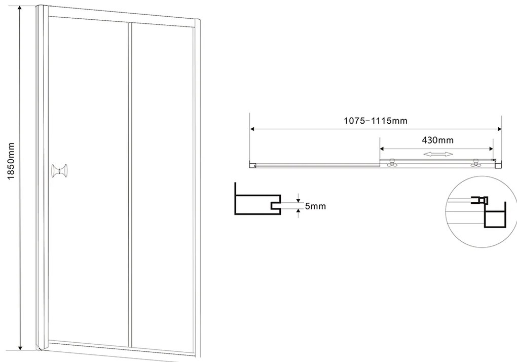 Aqualine Aqualine, AMADEO obdélníková sprchová zástěna 1100x800mm L/P varianta, sklo Brick, BTS110BTP80