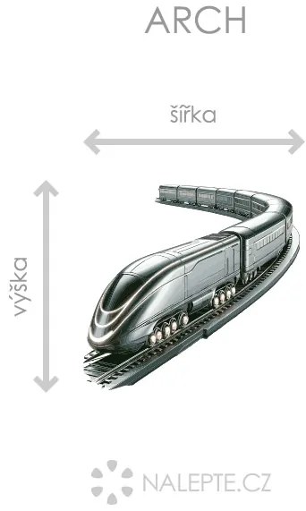 Moderní vlak textilní přelepitelná samolepka na zeď arch 45 x 43 cm