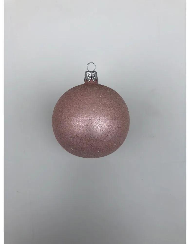 Vánoční koule 10 cm SET/4ks  celoposyp - šedorůžová posyp