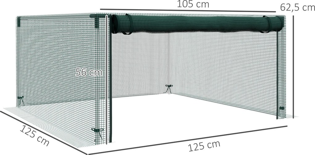 Outsunny Zahradní síť 1,25 x 1,25 m, Stan na ochranu rostlin se zipem, Ochranná síť proti hmyzu, Zelená síť na zeleninu odolná vůči větru, Ochranná s…