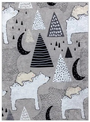 Dywany Łuszczów, Dětský kusový koberec Junior 51974.802 Bears grey, 160x220, šedá, dětský pokoj