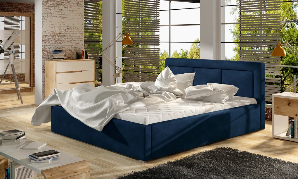 Čalouněná postel BELLA modrá 200x200cm