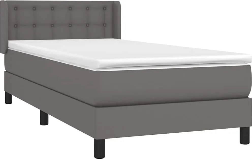 Box spring postel s matrací šedá 100x200 cm umělá kůže 3130767