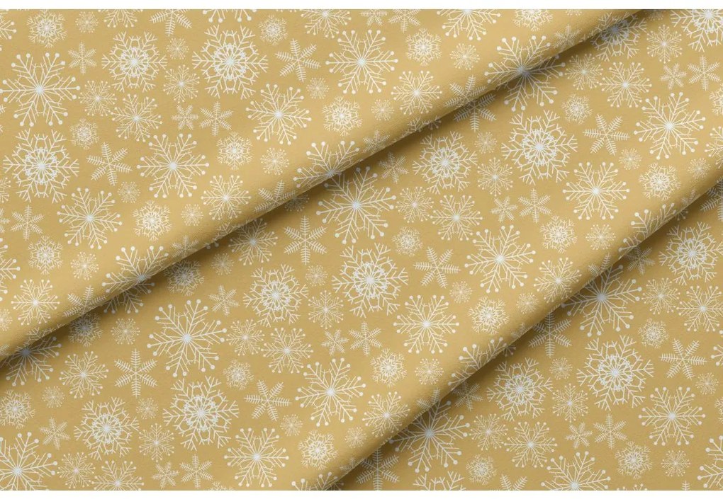 Ubrus vánoční teflonový - vločky zlaté Rozměry: 120x120, Tvar: Čtverec