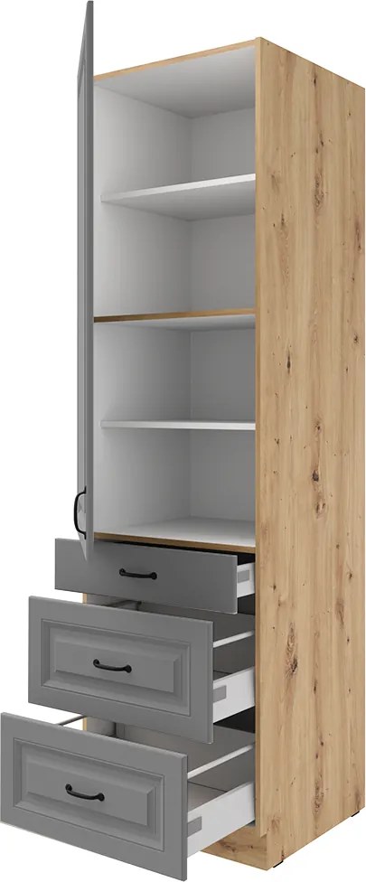 STILO ad | vysoká skříňka 60 DKS-210 3S 1F potravinová | 60 cm | UNI dvířka | artisan/šedá