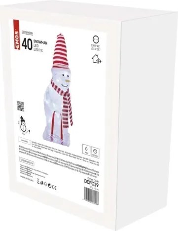 LED vánoční sněhulák EMOS DCFC19 46cm 230V vnitřní i venkovní použití studená bílá