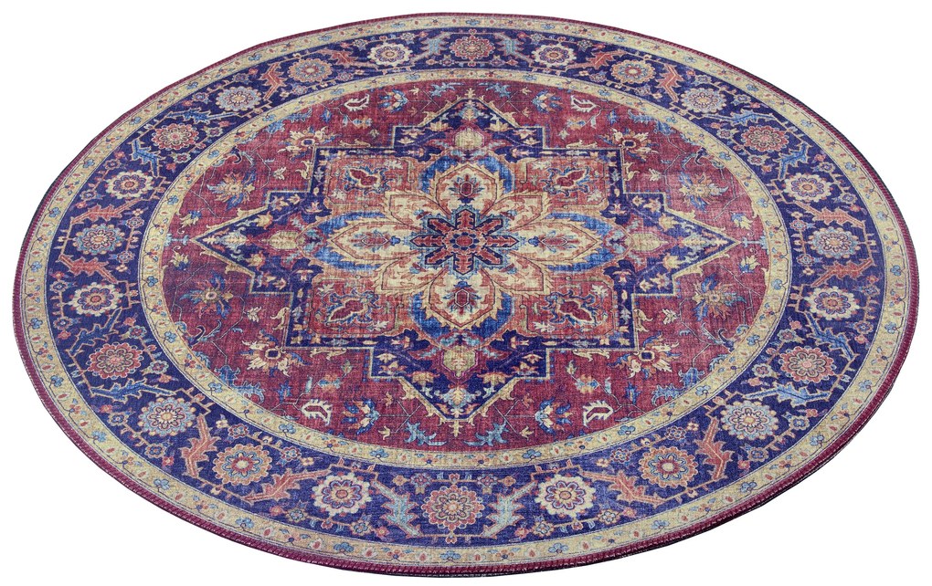 Hanse Home, Kusový koberec Asmar 104000 Plum/Red kruh, 160x160 (průměr) kruh, červená, chodba / předsíň