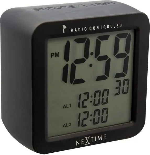 Designové stolní digitální hodiny řízené signálem DCF 5201zw Nextime Square Alarm 10cm