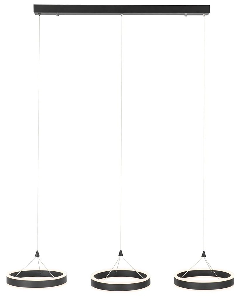 Závěsné svítidlo černé obdélníkové vč. LED 3-stupňový stmívač 3-světlo - Lyani