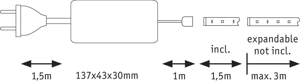 Paulmann 70586 MaxLED 1000, Basic Set 17W 6500K, 1,5m rozšiřitelný na 4,2m, včetně trafa