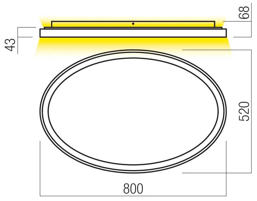Redo group Redo Nobu, oválné černé stropní svítidlo LED 80W 3000/4000K, 80x52cm, tříkrokové stmívání