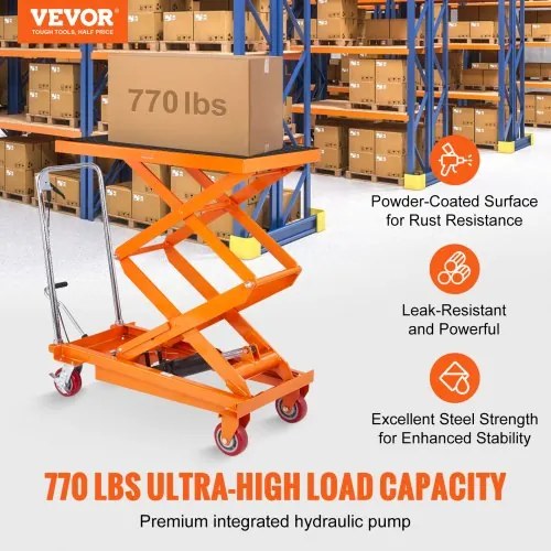 Hydraulický zvedací stůl, kapacita 349,3 kg, výška zdvihu 149,9 cm