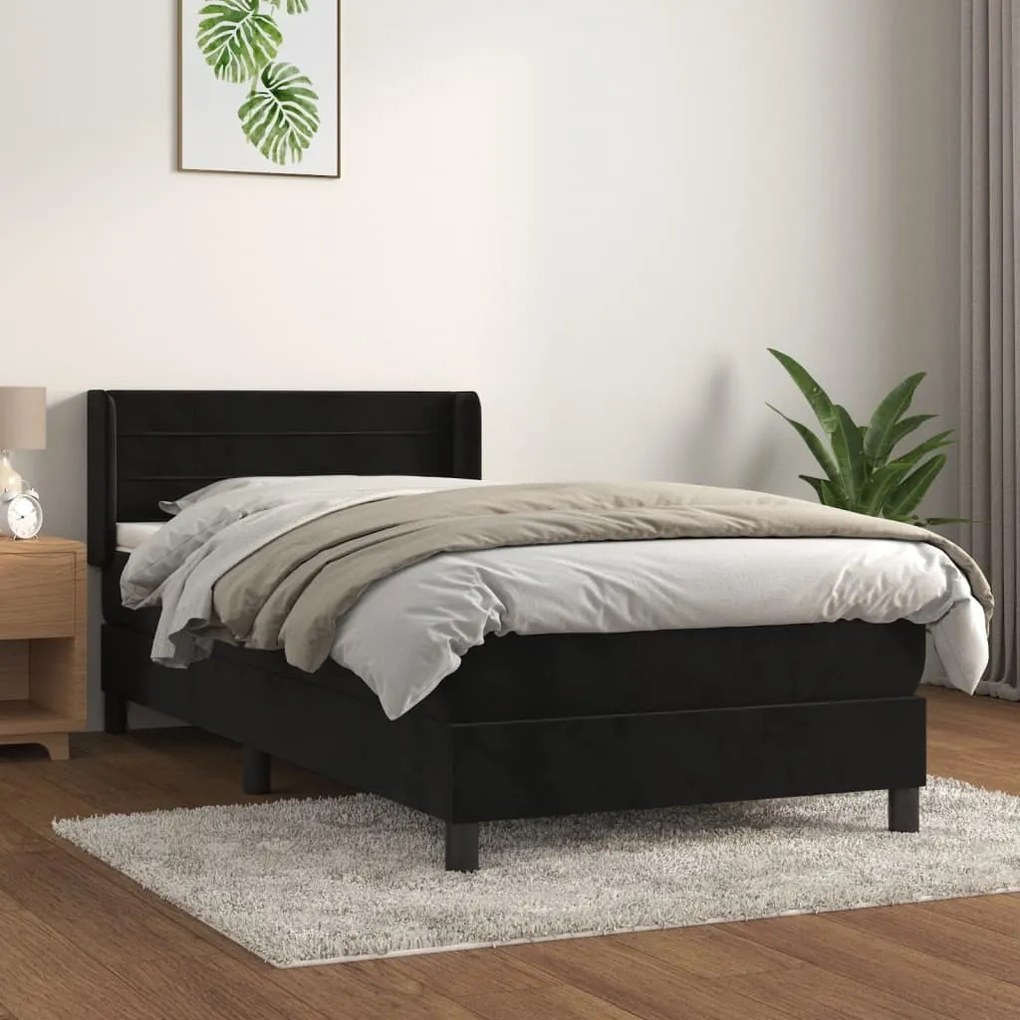 vidaXL Box spring postel s matrací 100x200 cm samet [3131005] Barva: světle šedá