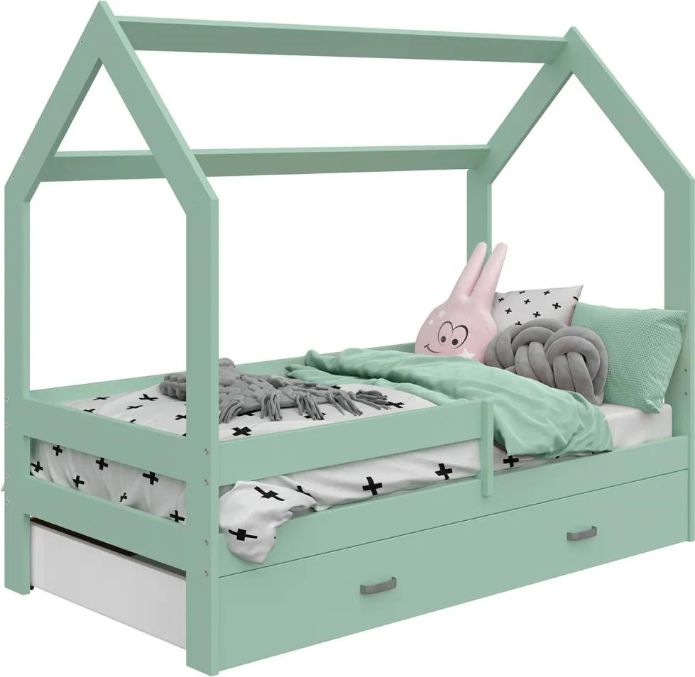 AMI nábytek Dětská postel DOMEČEK D3 80x160cm barva mátová