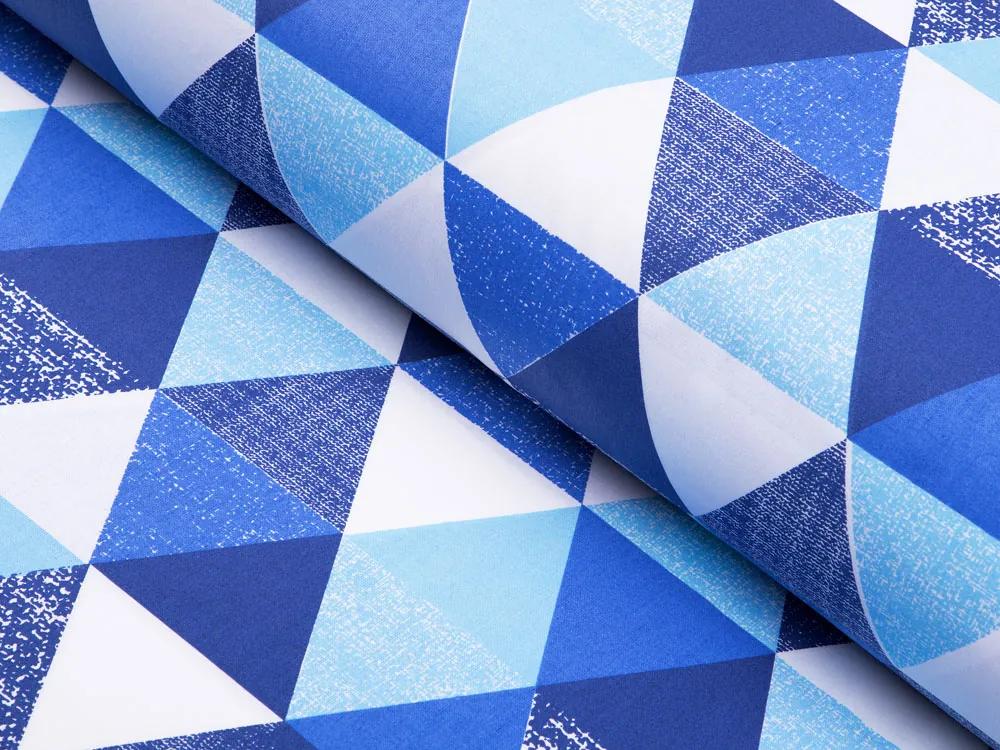 Biante Bavlněný povlak na polštář s lemem Sandra SA-190 Modro-bílé trojúhelníky 40 x 60 cm