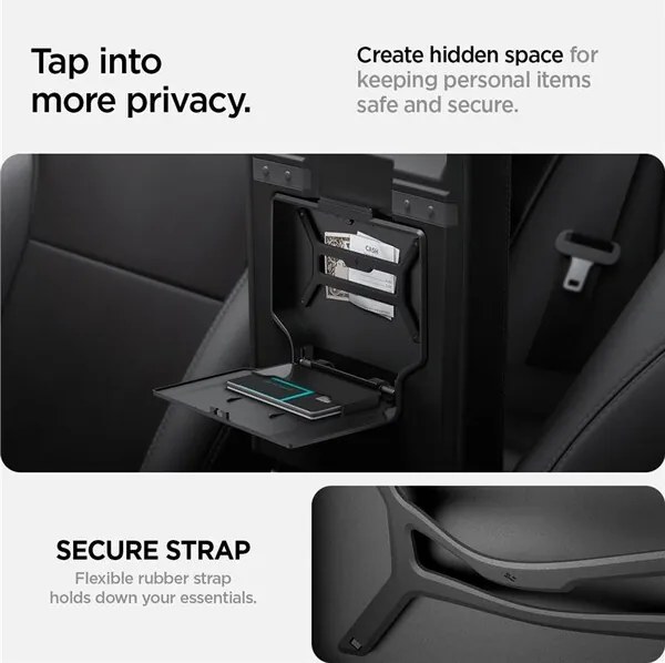 Spigen Center Console Organizer Hidden Storage Box Tesla Model 3 (2024) černý
