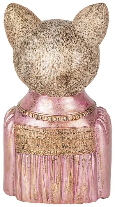 Dekorace busta kočky v růžových šatech – 14x11x23 cm
