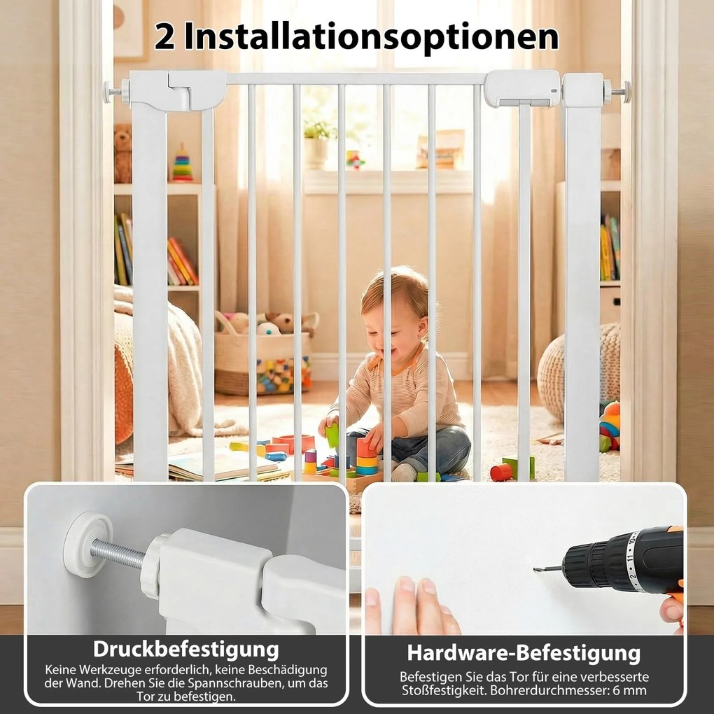 Costway Schodišťová brána bez vrtání se šířkou 75-82 cm Auto-Close dveřní brána