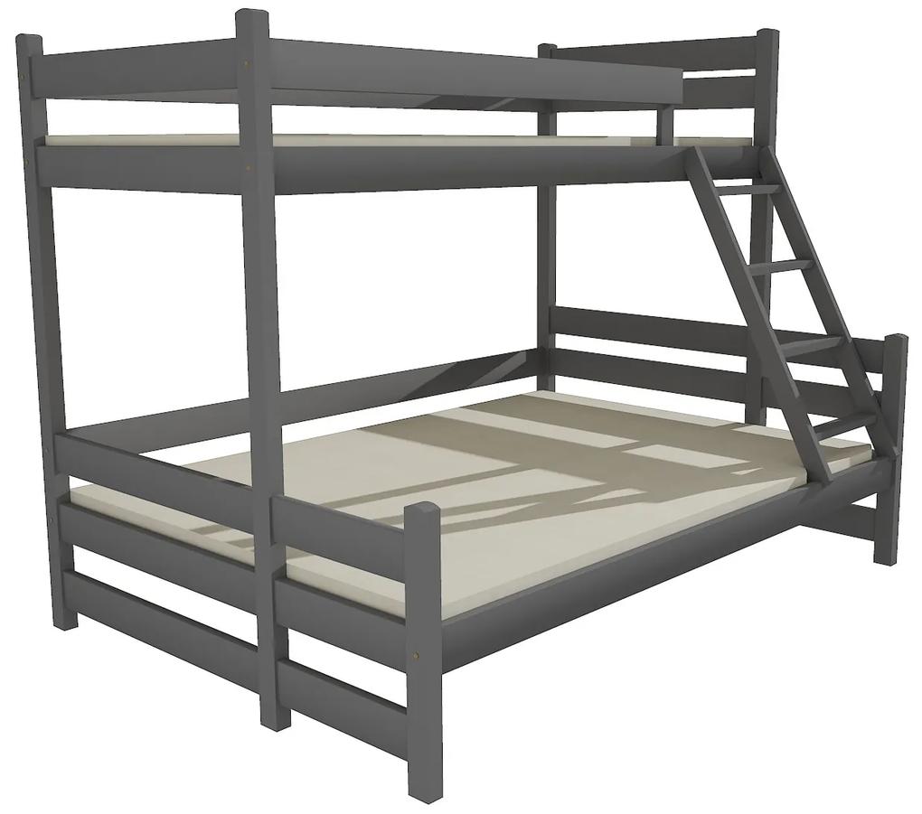 Patrová postel s rozšířeným spodním lůžkem PPS 004 90/120 x 200 cm - šedá