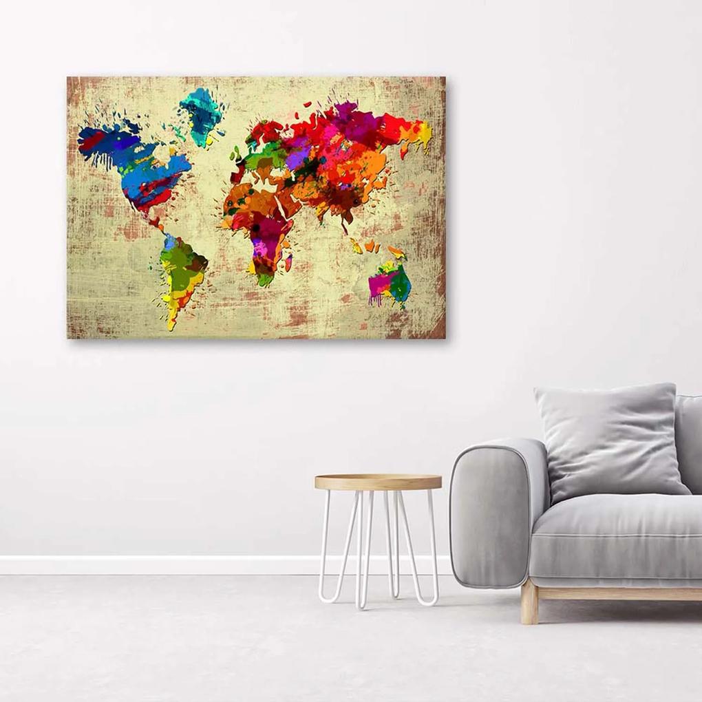 Gario Obraz na plátně Barevná mapa světa Rozměry: 60 x 40 cm
