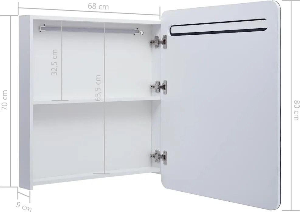 LED koupelnová skříňka se zrcadlem 68 x 9 x 80 cm 285119