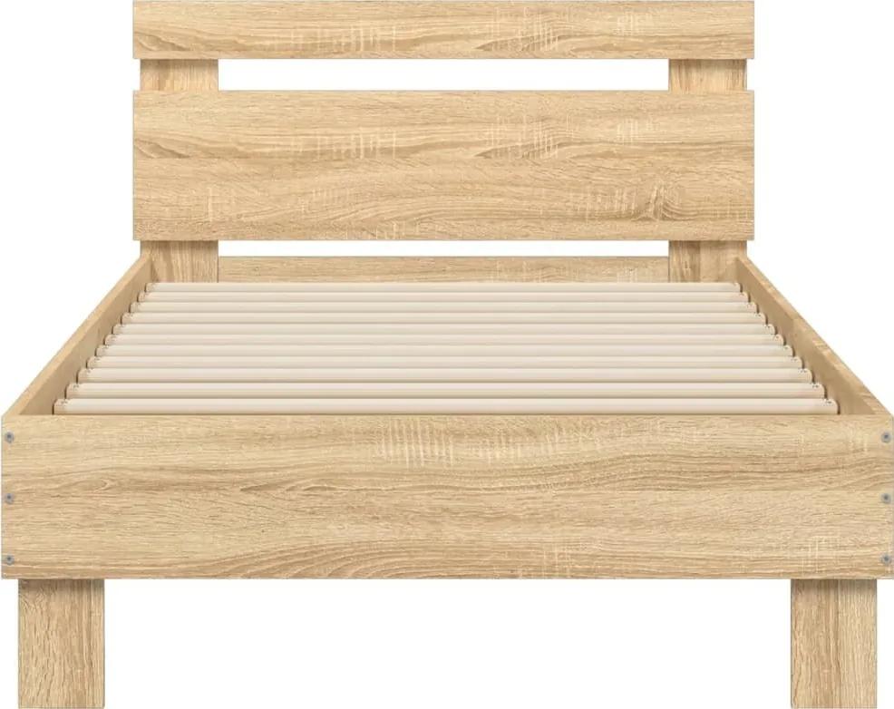 vidaXL Rám postele s čelem 75 x 190 cm kompozitní dřevo [838570] Barva: Betonová šedá