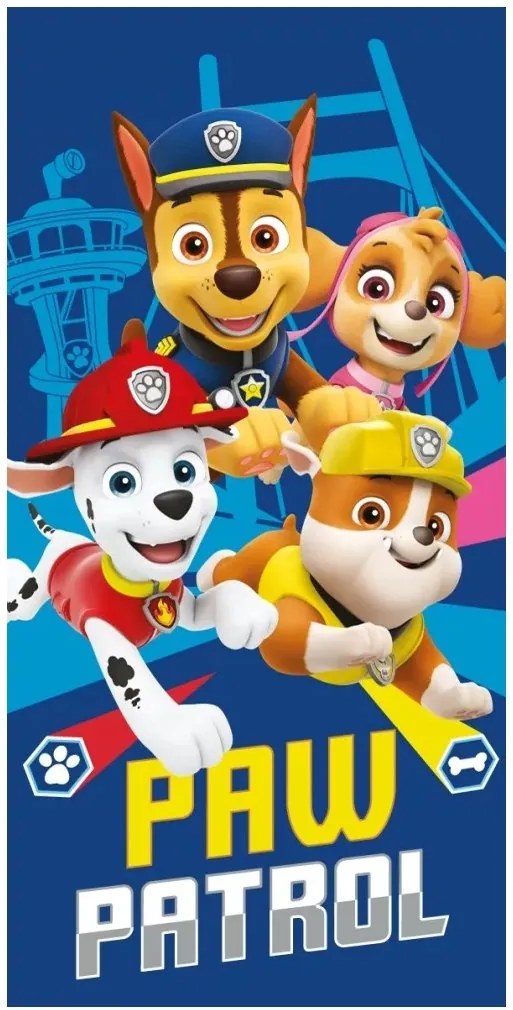 Plážová osuška Tlapková patrola - Paw Patrol - Chase, Marschall, Rubble a Skye - 100% bavlna - 70 x 140 cm