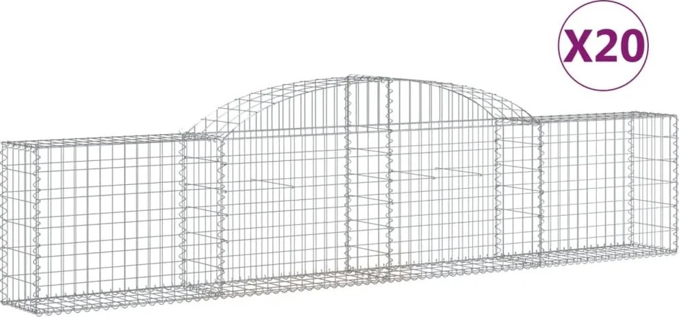 vidaXL Klenuté gabionové koše 20 ks 300x30x60/80 cm pozinkované železo [3146499]