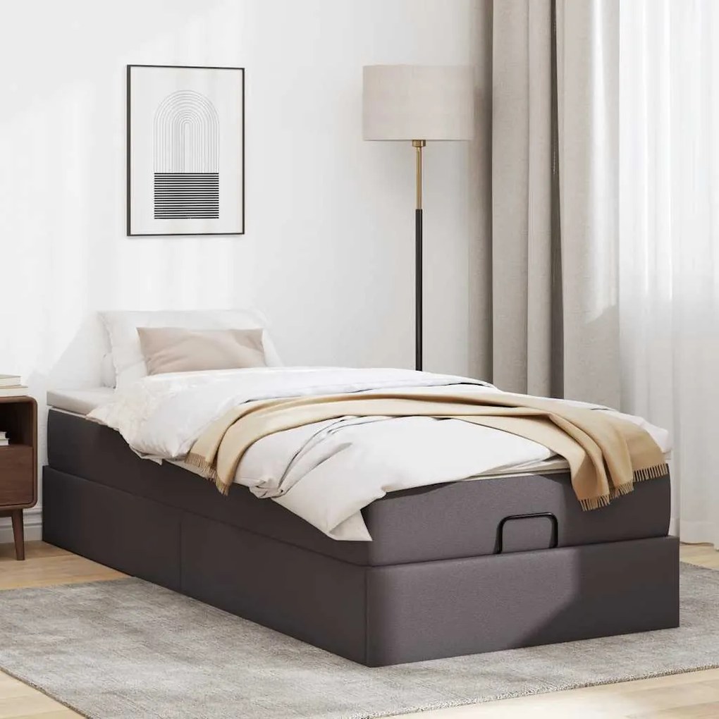 Osmanský rám postele s matrací šedá 100x200cm umělá kůže 3311024