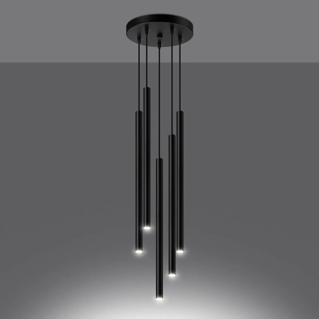Sollux Lighting Závěsné svítidlo PASTELO 5P černé