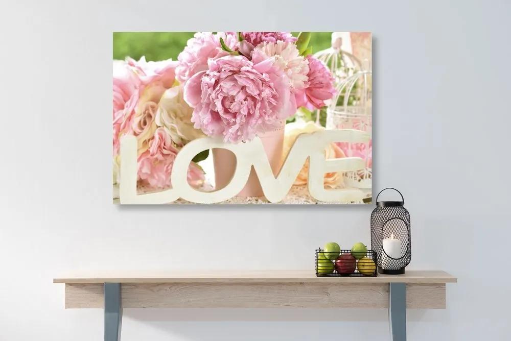 Obraz s romantickým nápisem Love - 60x40 cm