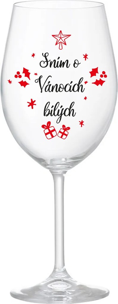 SNÍM O VÁNOCÍCH BÍLÝCH - čirá sklenice na víno 350 ml