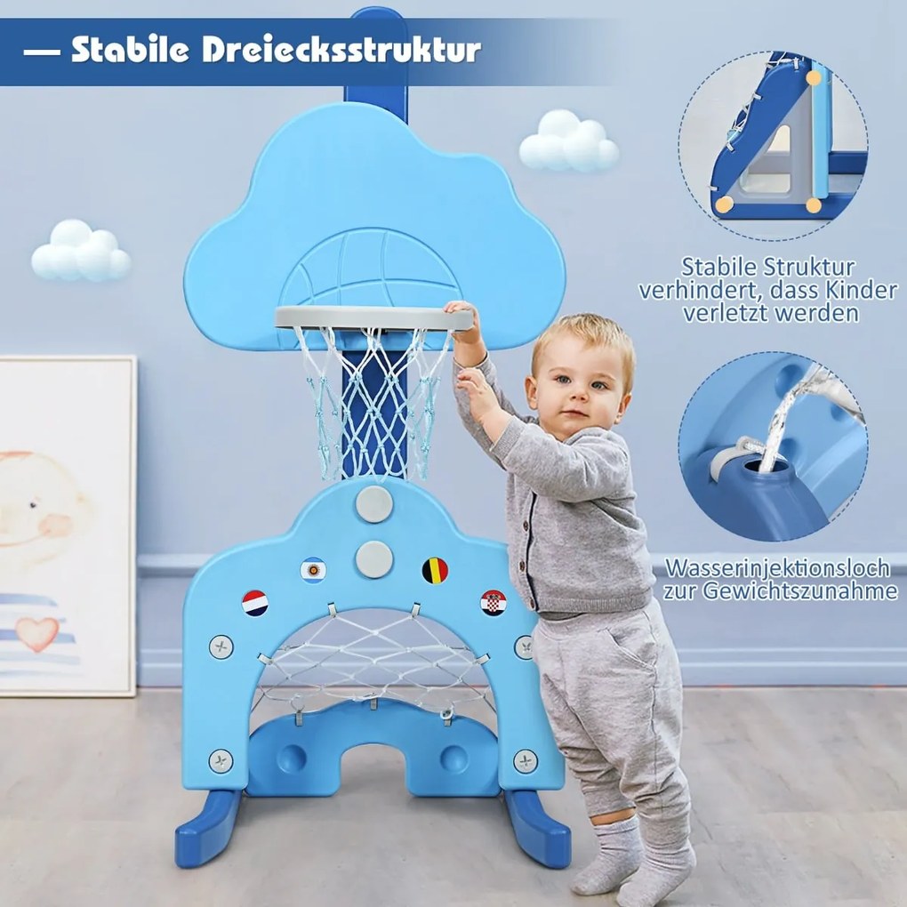 Costway 3 v 1 Dětské hřiště s výškově nastavitelným basketbalovým