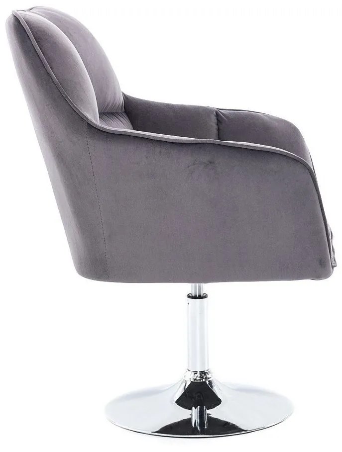 LuxuryForm DESIGN Otočné křeslo AMALFI VELUR na stříbrném talíři - tmavě šedé