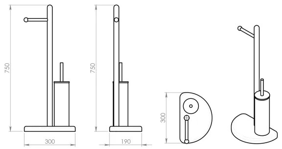 Gedy - Stojan na toaletní papír a WC štětku HIBISCUS lesklý chrom
