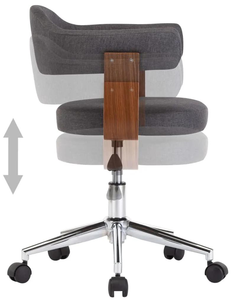 vidaXL Otočná jídelní židle šedá ohýbané dřevo a textil