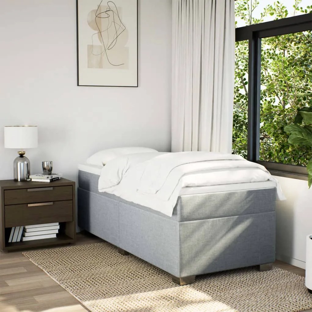 Box spring postel s matrací světle šedá 80 x 200 cm textil 3285088