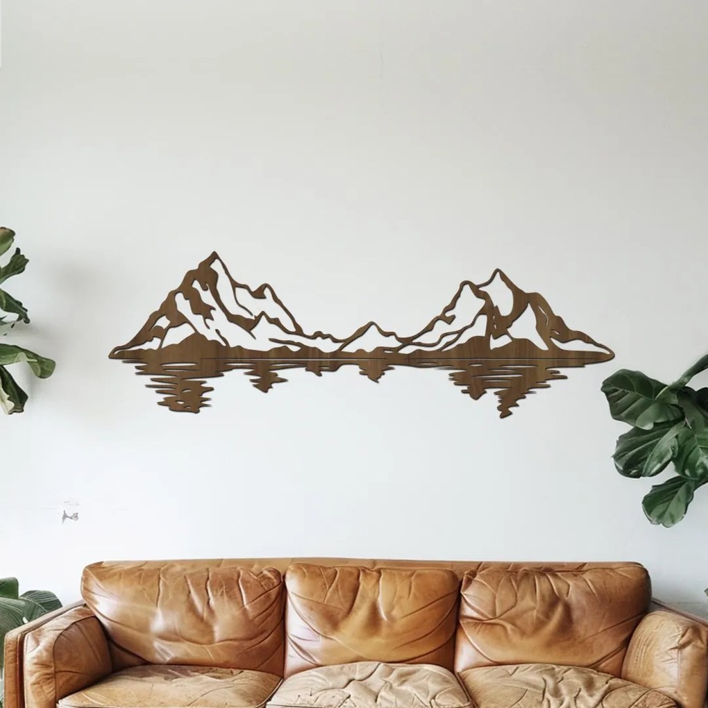 dřevo života Dřevěné hory s vodou na zeď Rozměry (cm): 80x22, Barevný vzor: Šedá