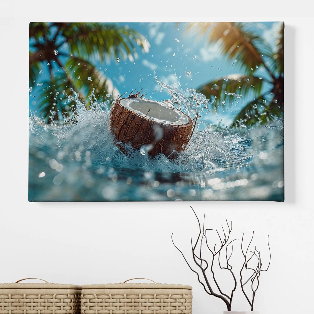 Obraz na plátně - Kokos v divoké vodě FeelHappy.cz Velikost obrazu: 60 x 40 cm
