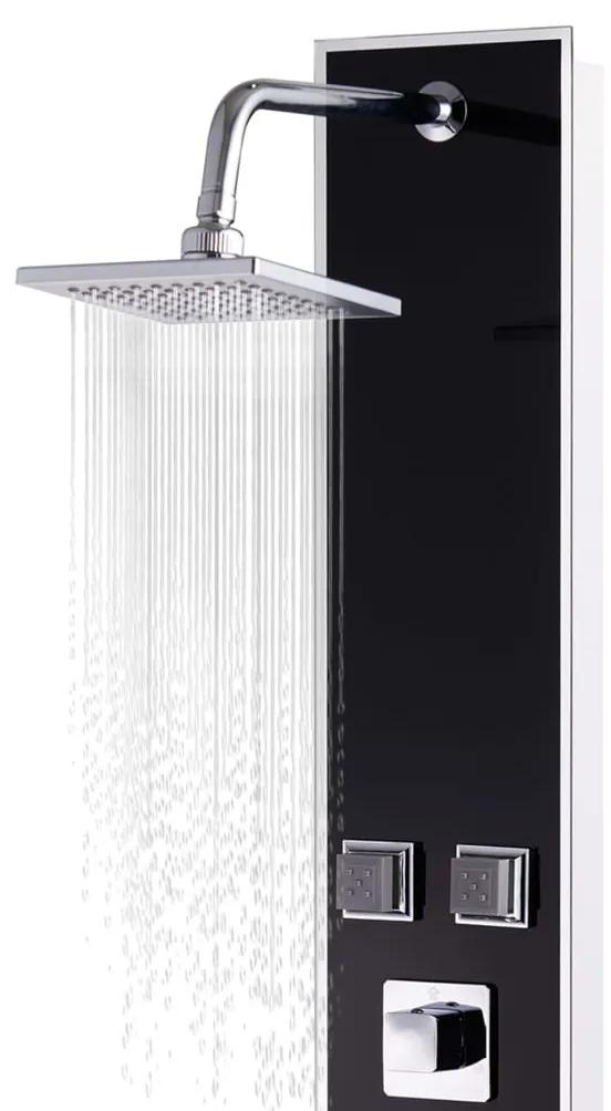 Sprchový panel - skleněný - černý | 18x42, 1x120 cm