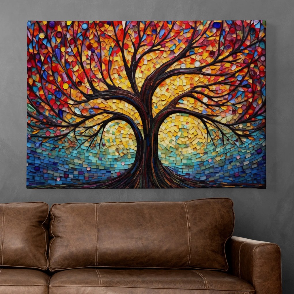 Obraz na plátně - Strom života Mozaika FeelHappy.cz Velikost obrazu: 120 x 80 cm