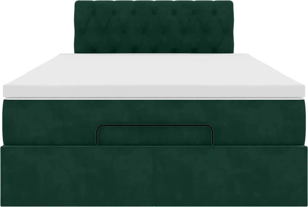 Osmanský rám postele s matrací tmavě zelená 120x200cm samet 3311840