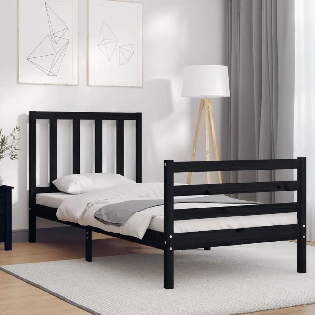 vidaXL Rám postele s čelem 100 x 200 cm masivní dřevo [3193850] Barva: Černá